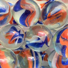 Knikker 35mm - Red, White & Blue - De Knikkerprins